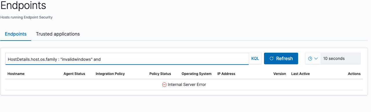 [Security Solution] No error displayed for an invalid string value in the KQL bar under the ...