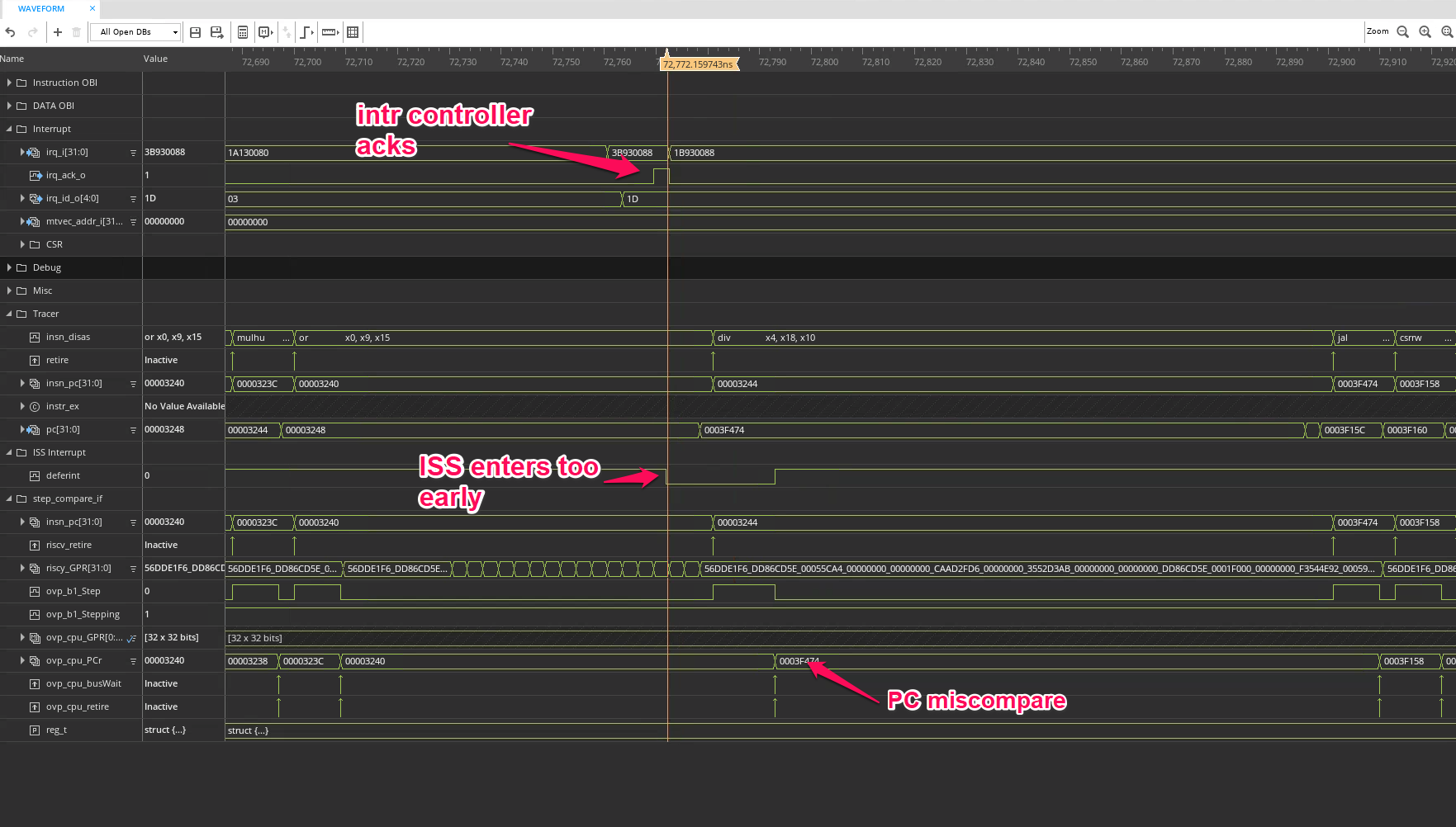interrupt CSR checks fail when interrupt occurs during div instruction · Issue #460 ...