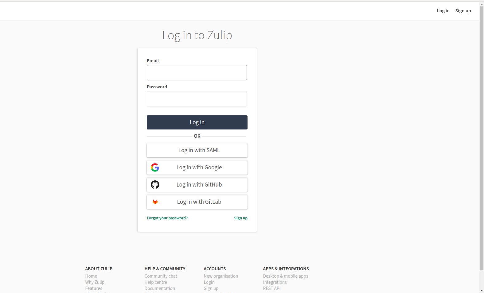 unecessary scroll bar at Normal 'login to zulip page' · Issue #14190 · zulip/zulip · GitHub