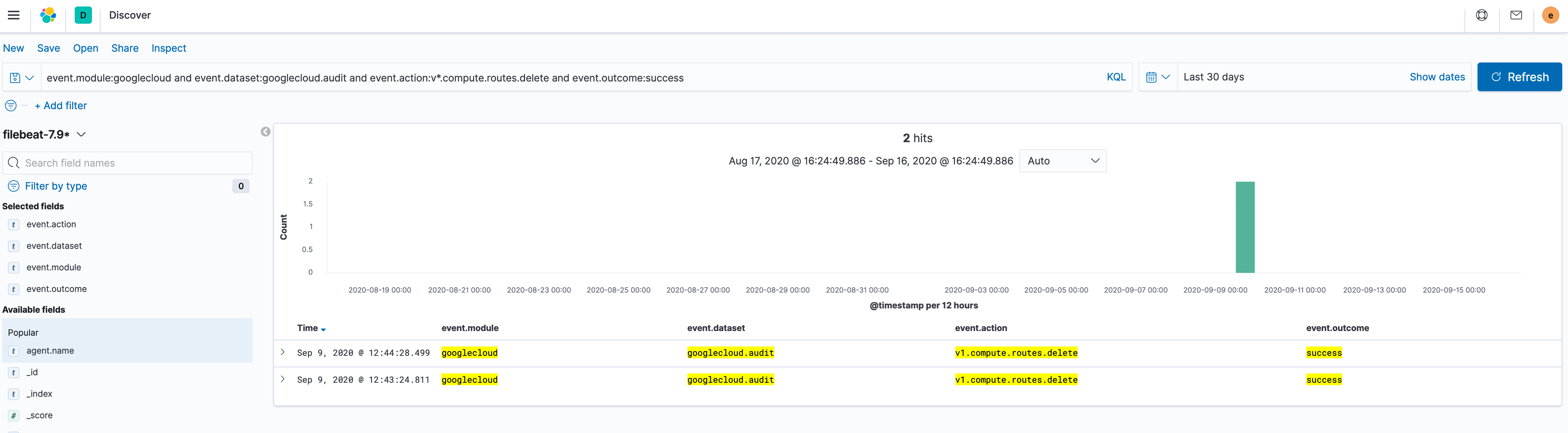 [New Rule] GCP Virtual Private Cloud Route Deleted · Issue #301 · elastic/detection-rules · GitHub