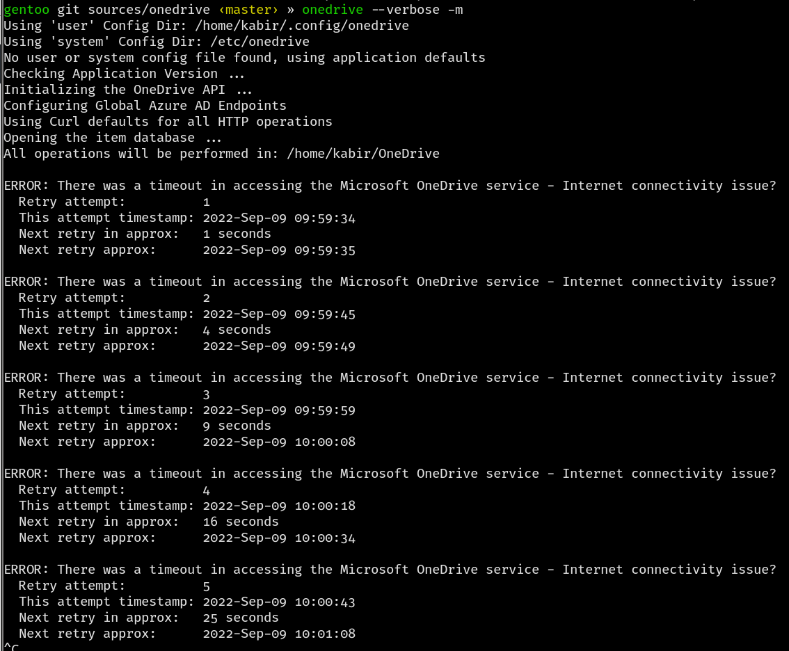 Bug: OneDrive shows internet connectivity issue even though internet works for everything else ...