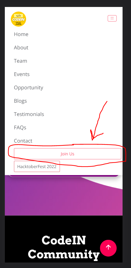 The Join Us button changes its size when some links are clicked in the navigation bar in Mobile ...