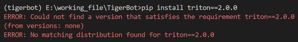 No matching distribution found for triton==2.0.0 · Issue #1 · TigerResearch/TigerBot · GitHub