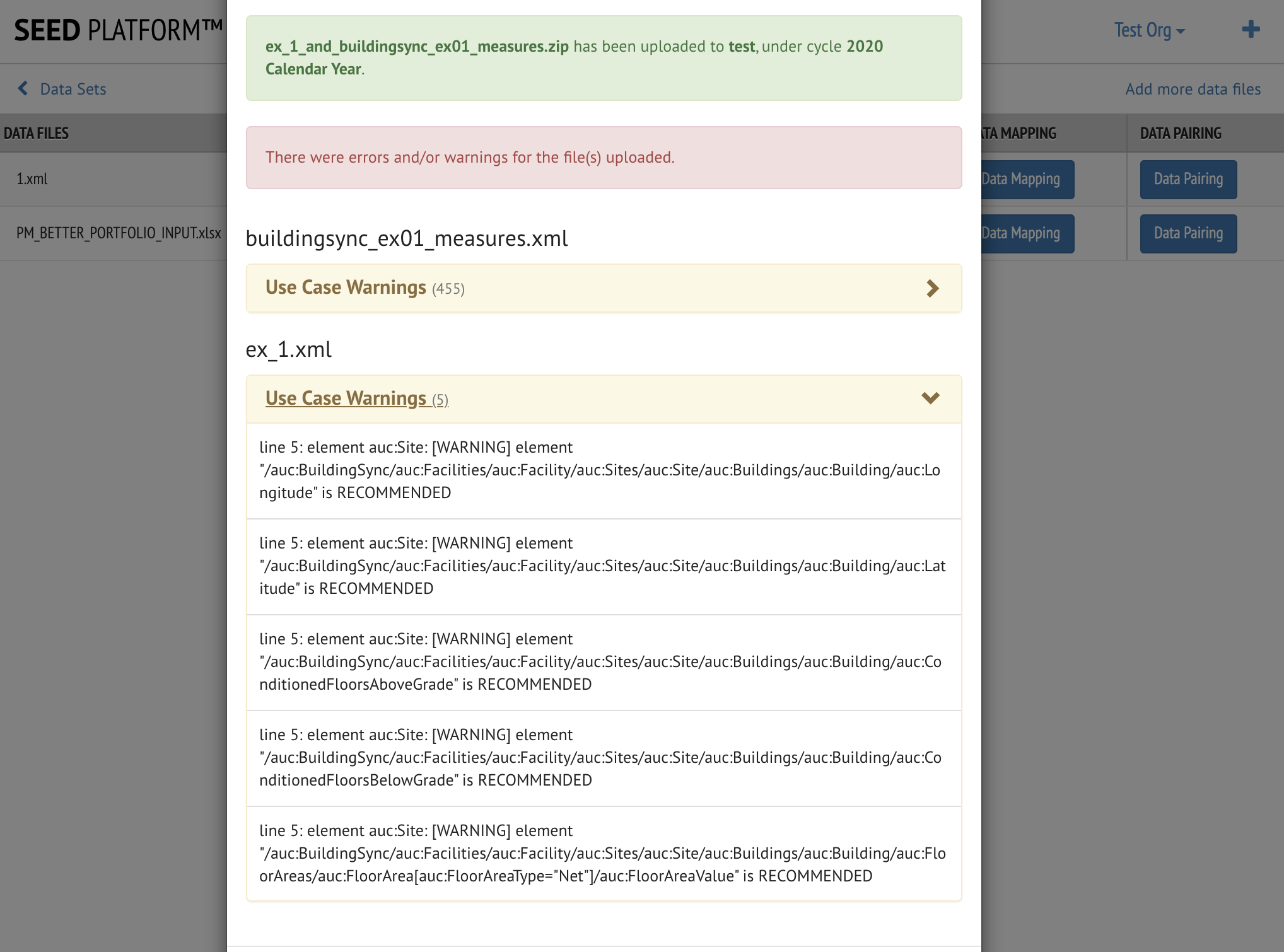BuildingSync: improve UI/UX for initial validation · Issue #2929 · SEED-platform/seed · GitHub