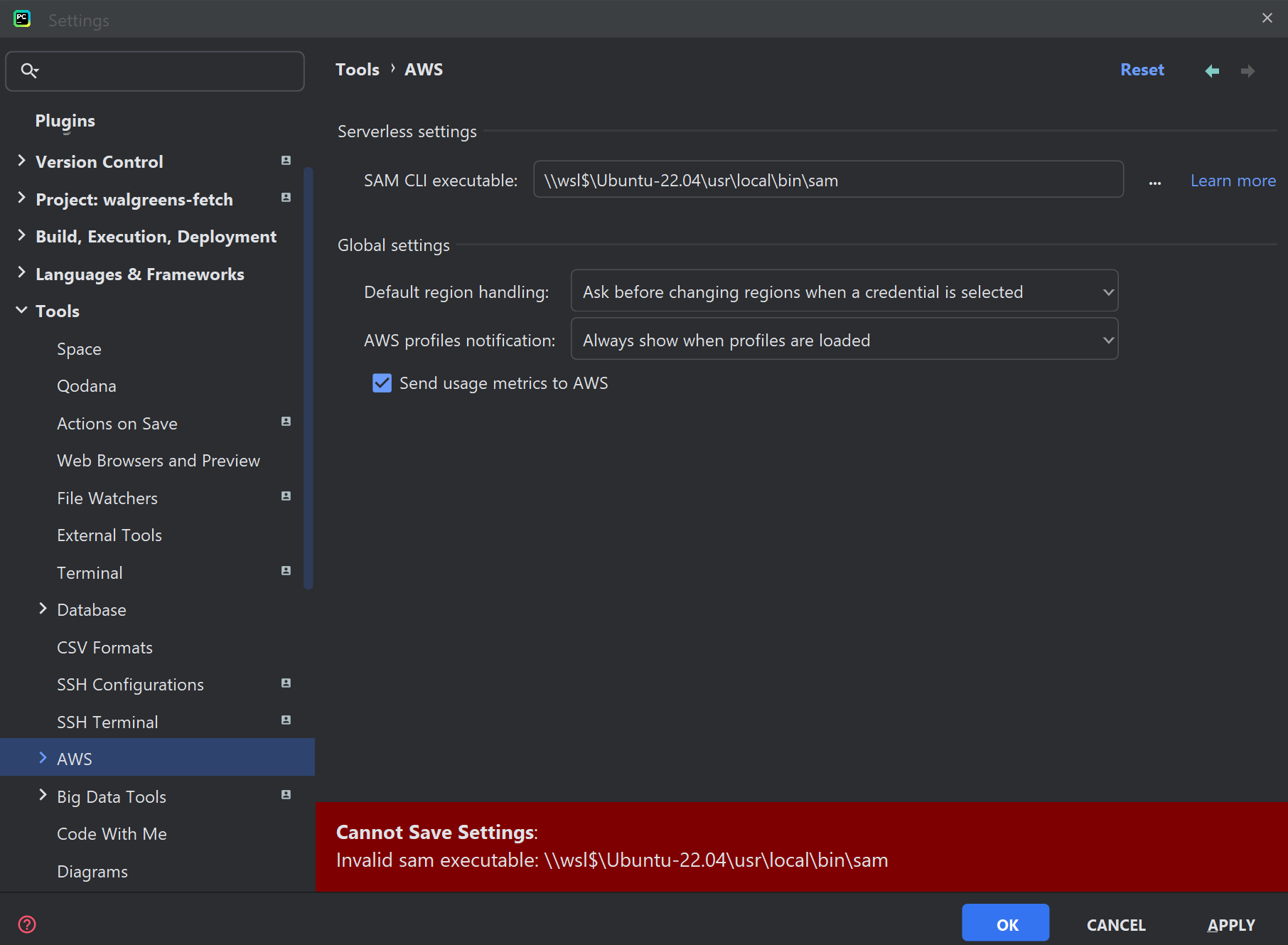 Support for using Windows Subsystem Linux (WSL) SAM executable · Issue #1893 · aws/aws-toolkit ...