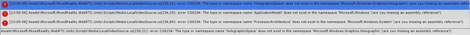 LocalVideoSource error missing namespace in UWP Build · Issue #238 · microsoft/MixedReality ...