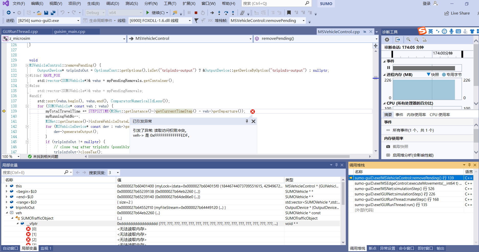 Dangling Pointer Occurs When Debuging Sumo Gui With Traci Using Vs2019 · Issue 6222 · Eclipse 