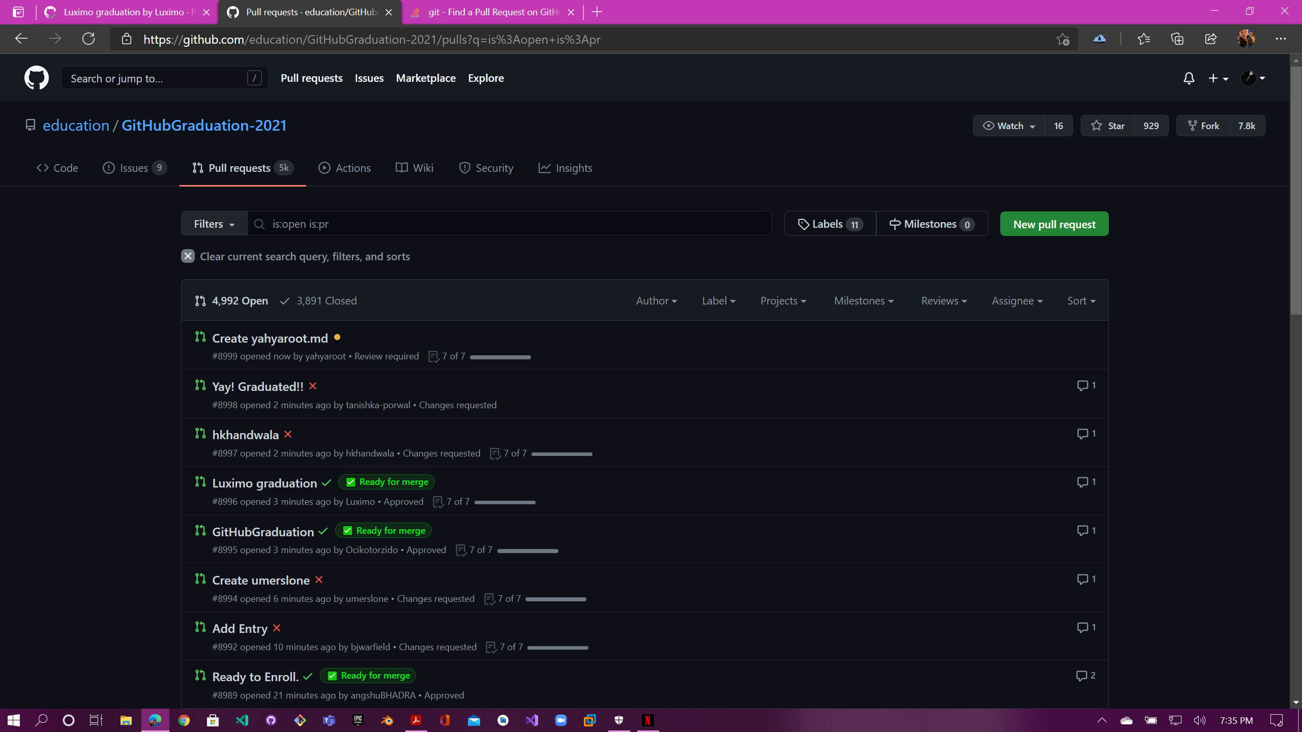 Pull request not showing in the folder · Issue #8990 · github-education-resources ...