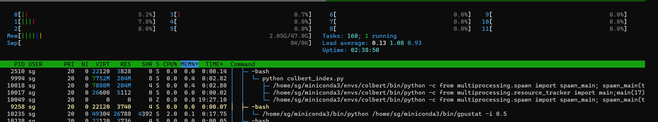 ColBERTv2.0 indexer never returns · Issue #139 · stanford-futuredata/ColBERT · GitHub