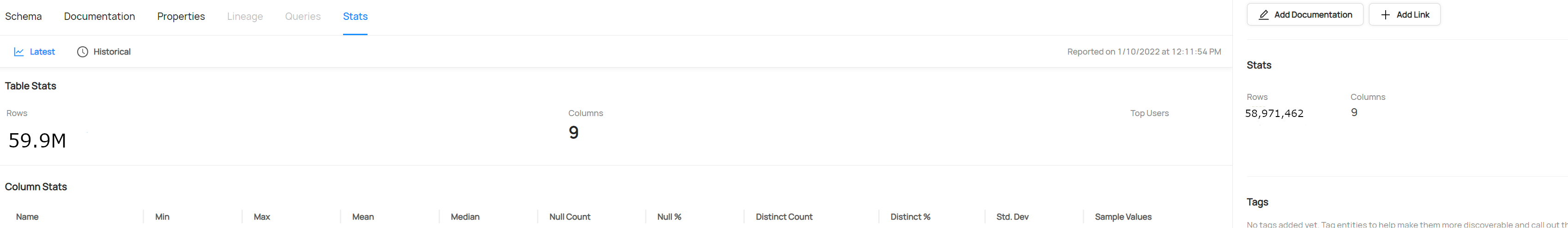 (frontend) Improve table stats readability in UI · Issue #3878 · datahub-project/datahub · GitHub
