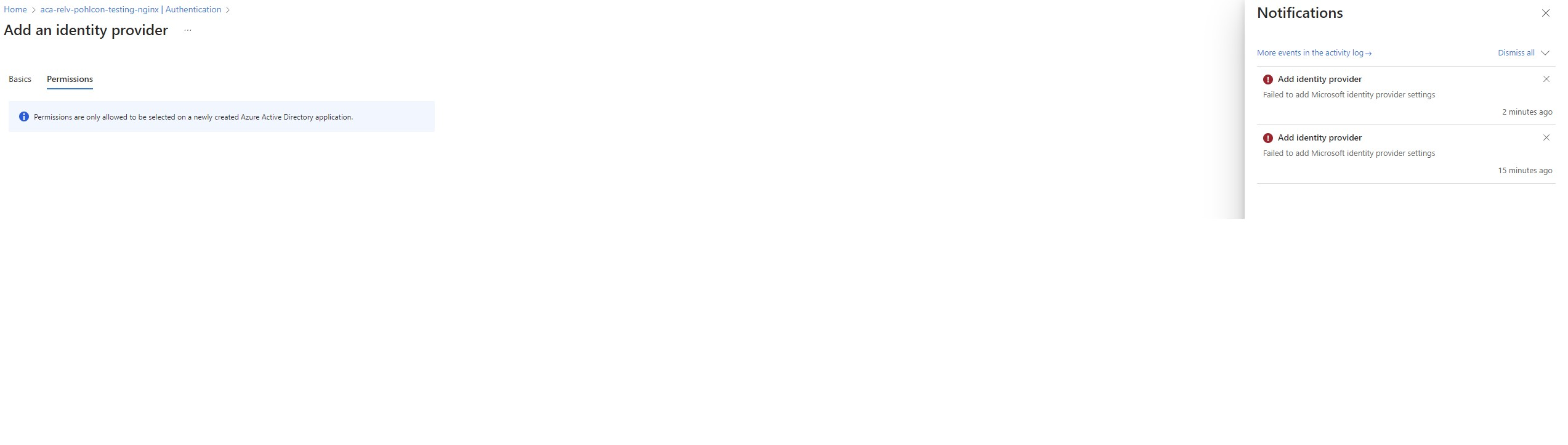 Cannot configure authentication via Portal or AZ CLI · Issue #810 · microsoft/azure-container ...