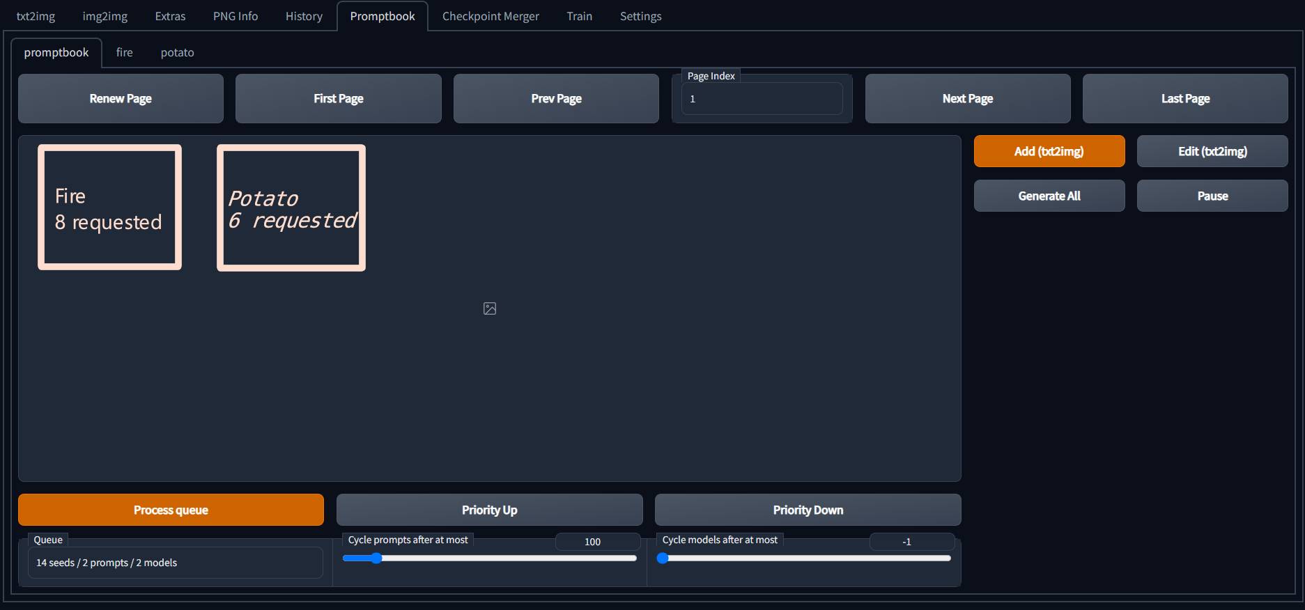 Promptbook - queue / seed+settings stash · Issue #3123 · AUTOMATIC1111/stable-diffusion-webui ...