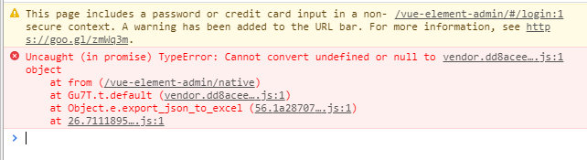 演示环境的Complex Table->Export Excel错误，无法下载文件。本地环境相同代码也出现相同的错误。 · Issue #611 · PanJiaChen/vue ...