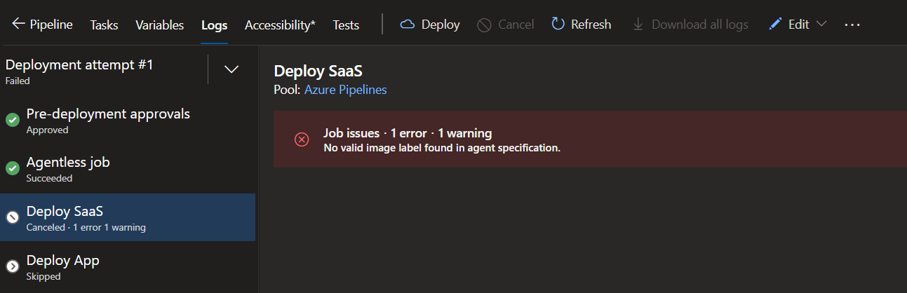 Getting "No valid image label found in agent specification" despite ...