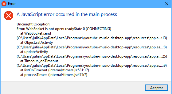Error Message keep appearing · Issue #145 · ytmdesktop/ytmdesktop · GitHub