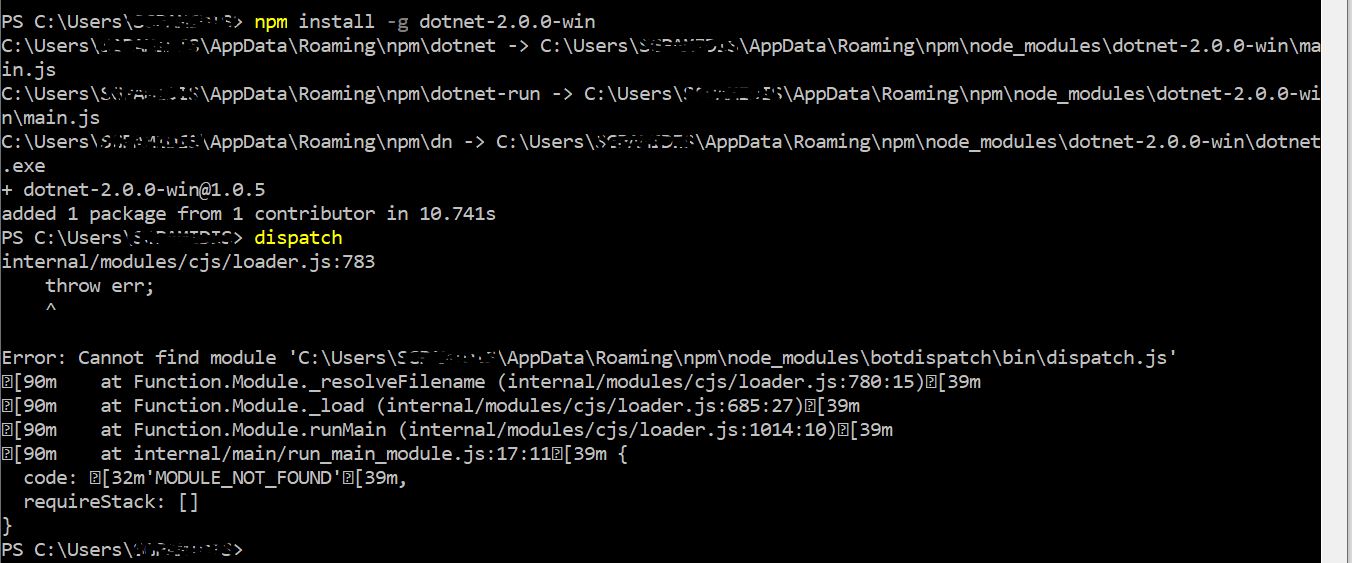 Virtual Assistant deployment error “Could not create Dispatch app. Review the log for more ...