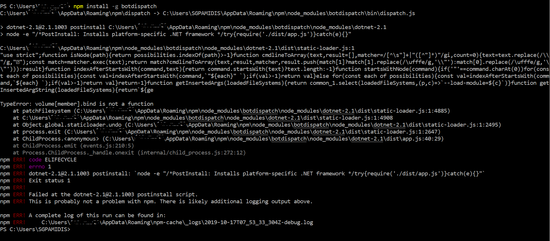 Virtual Assistant deployment error “Could not create Dispatch app. Review the log for more ...