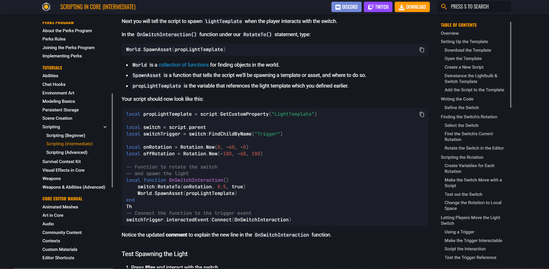 Scripting Intermediate Feedback · Issue 557 · Manticoregamesincplatform Documentation · Github 