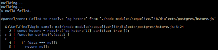 Can't resolve 'pg-hstore' · Issue #7509 · sequelize/sequelize · GitHub