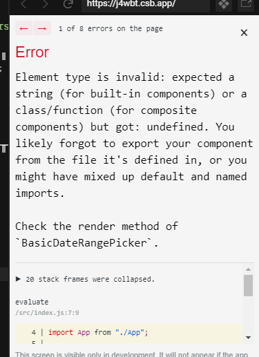 DateRange Error · Issue #1875 · mui/material-ui-pickers · GitHub DateRange Error · Issue #1875 · mui/material-ui-pickers · GitHub