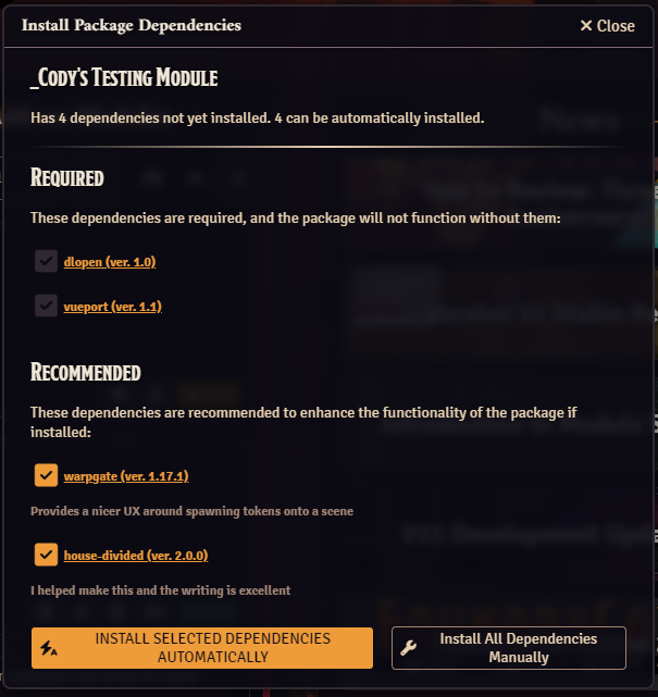 Suggestions for Dependencies Dialogs · Issue #9581 · foundryvtt/foundryvtt · GitHub
