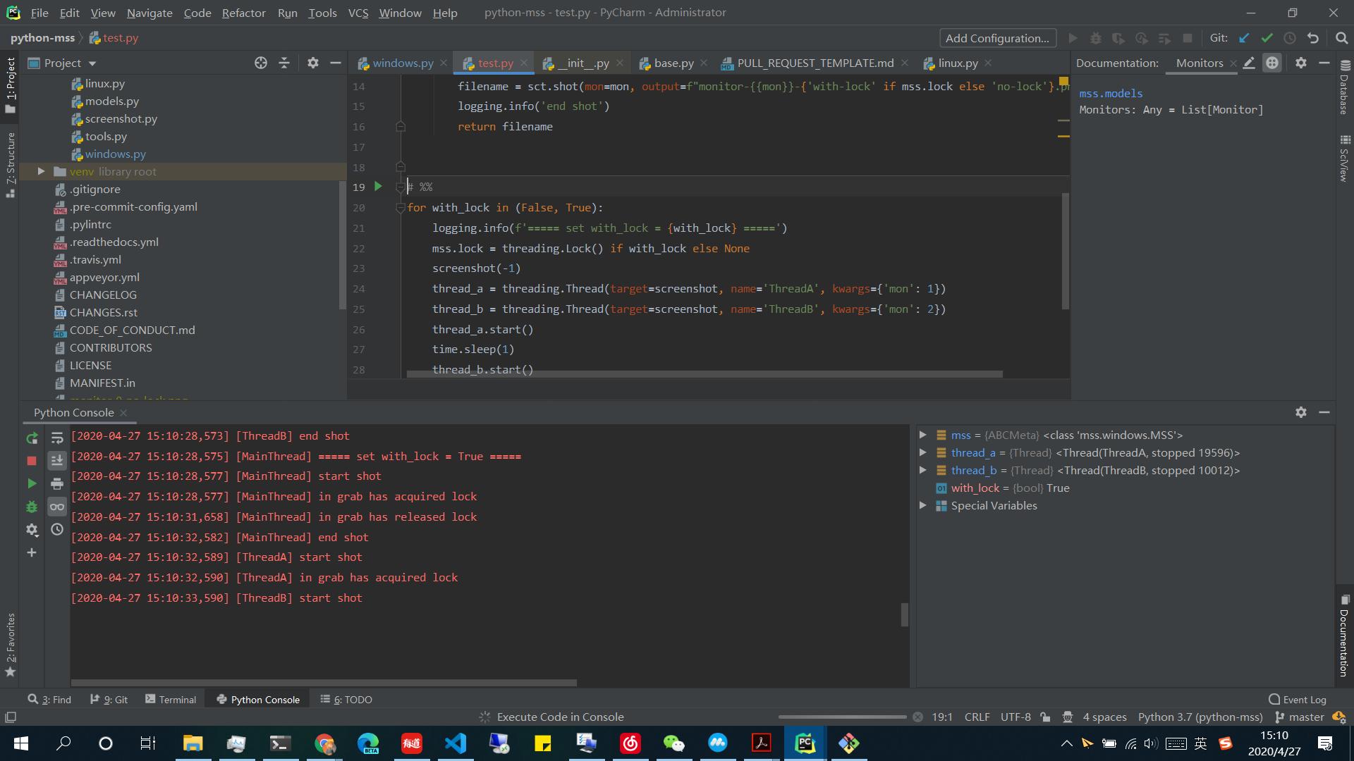 Windows Mss Is Not Thread Safe · Issue 150 · Bobotigpython Mss · Github