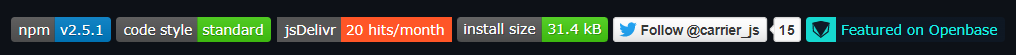 Add npm package download badge in readme · Issue #47 · theritikchoure/carrierjs · GitHub