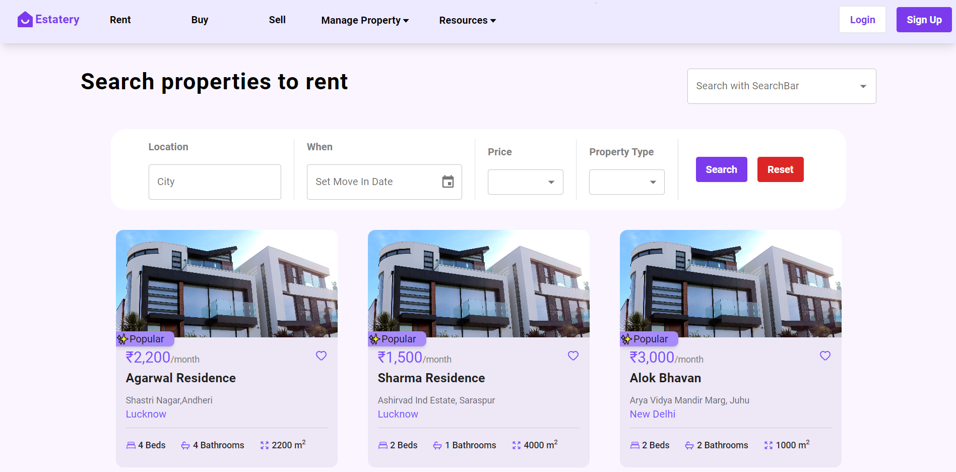GitHub - J-Harsh/estate: A react js single page website that involves multiple filters on static ...