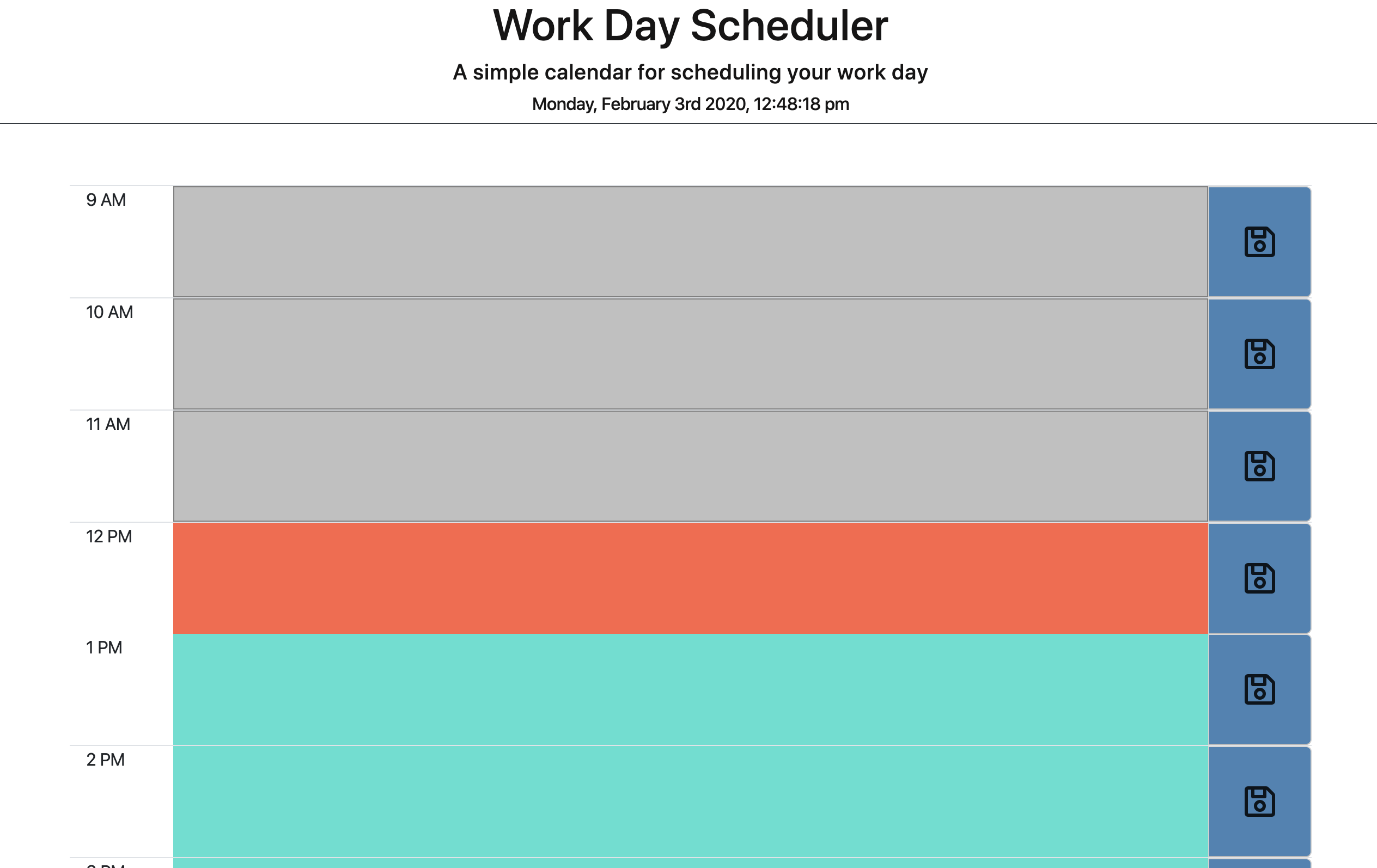 GitHub - TaniaGM/WorkdayScheduler: Creating a one day work scheduler
