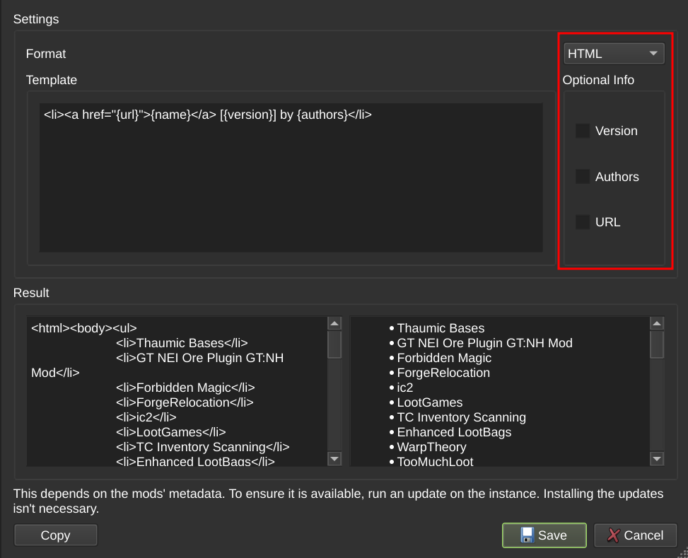 Visual layout bug in mod list export view · Issue #1781 · PrismLauncher/PrismLauncher · GitHub
