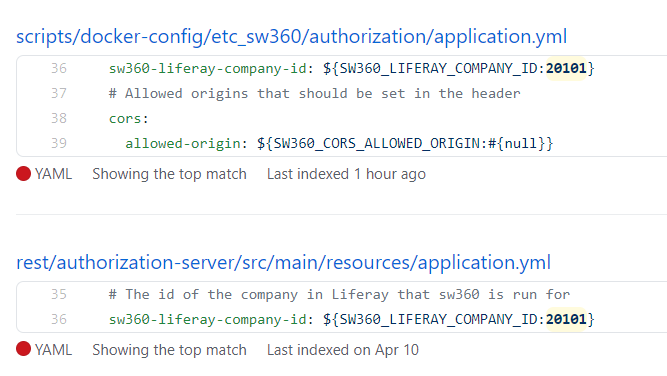 Update the companyId in sw.properties file which is in application.yml file to make it uniform ...