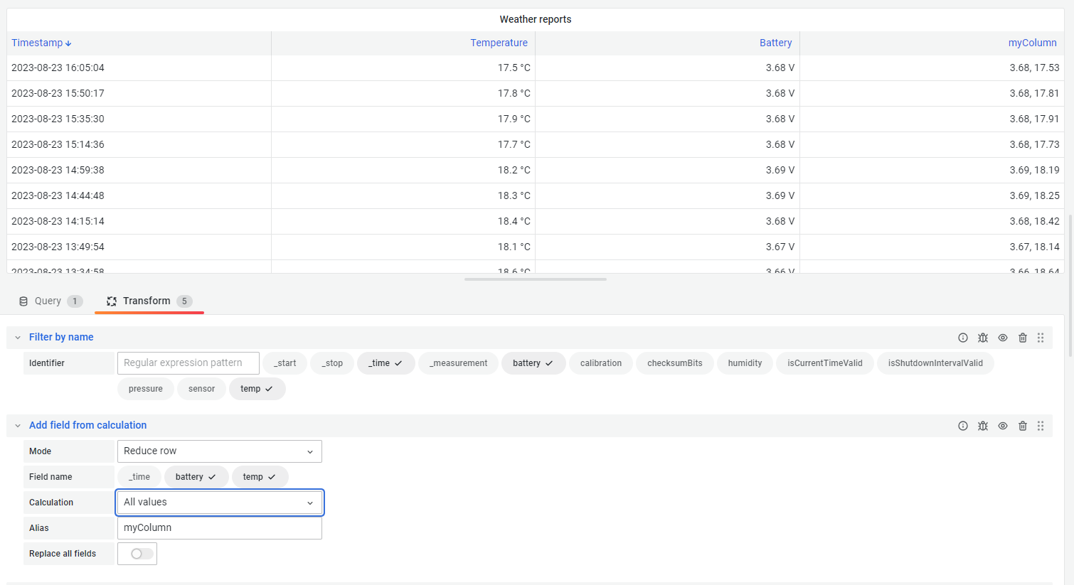 Transformations All Values Calculation Returns The Last Entry For All Rows Of The Table