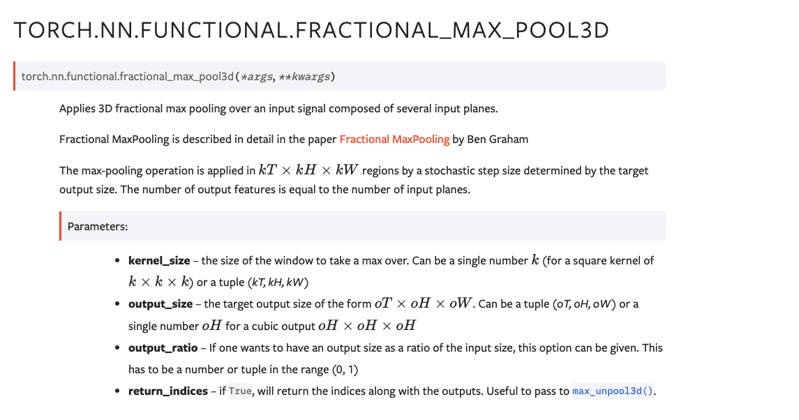 Siganture of fractional_max_pool3d is undescriptive · Issue #97982 · pytorch/pytorch · GitHub