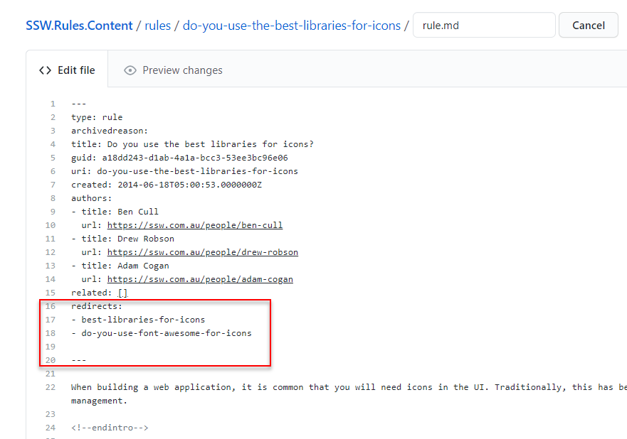 Please make sure renaming URLs is easy and practical · Issue #69 · SSWConsulting/SSW.Rules · GitHub