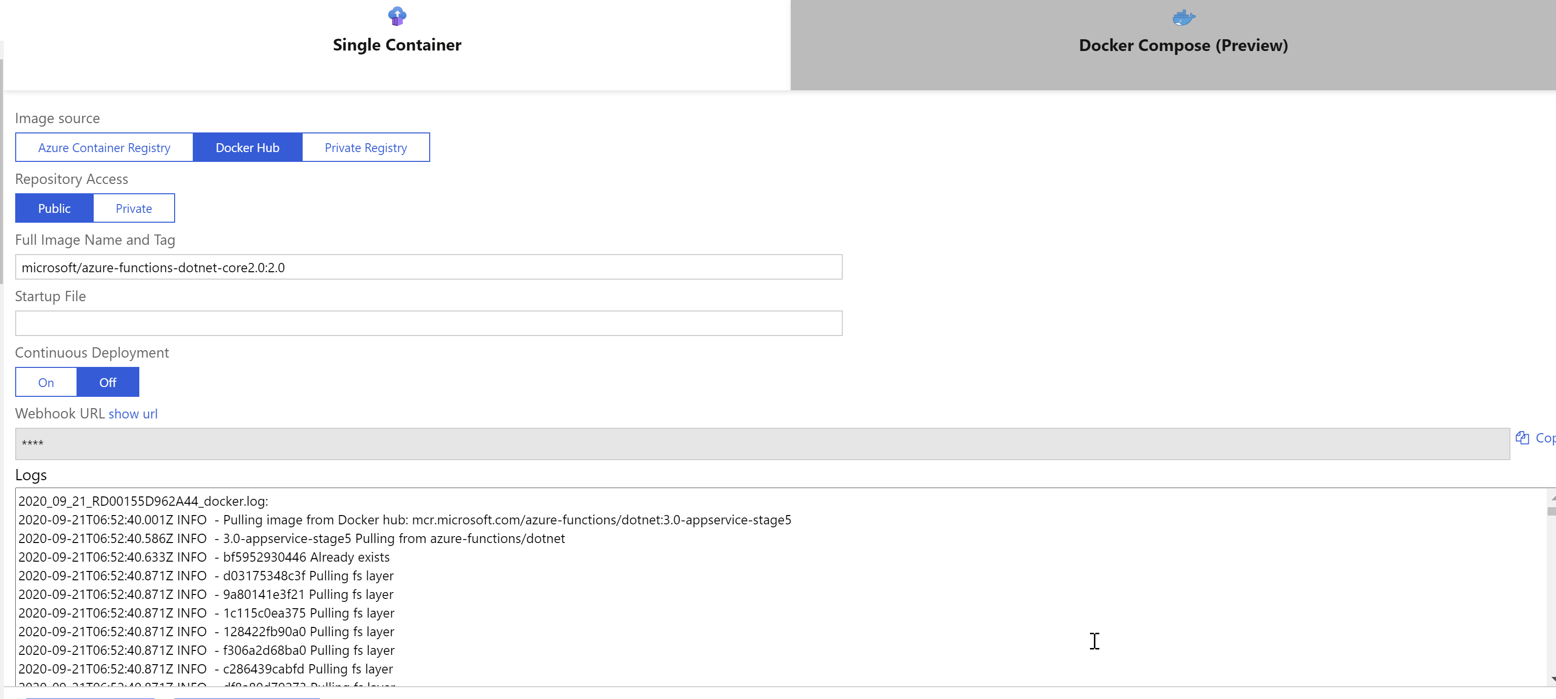 Azure function changed to Containers and Could not load file or assembly 'netstandard, Version=2 ...