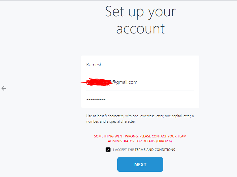 SOMETHING WENT WRONG. PLEASE CONTACT YOUR TEAM ADMINISTRATOR FOR DETAILS (ERROR 6). · Issue #218 ...