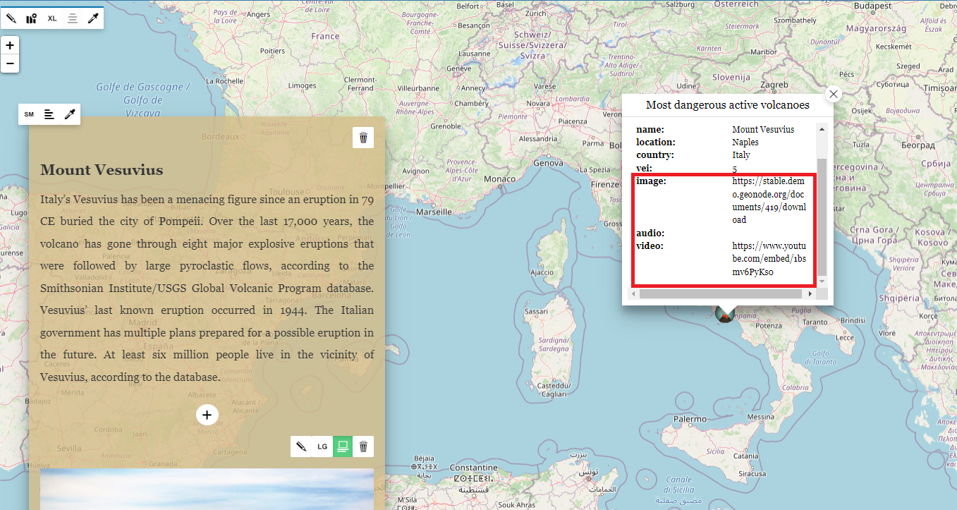 Geostory - Audio/image/video is not visible in the GFI · Issue #1060 ...