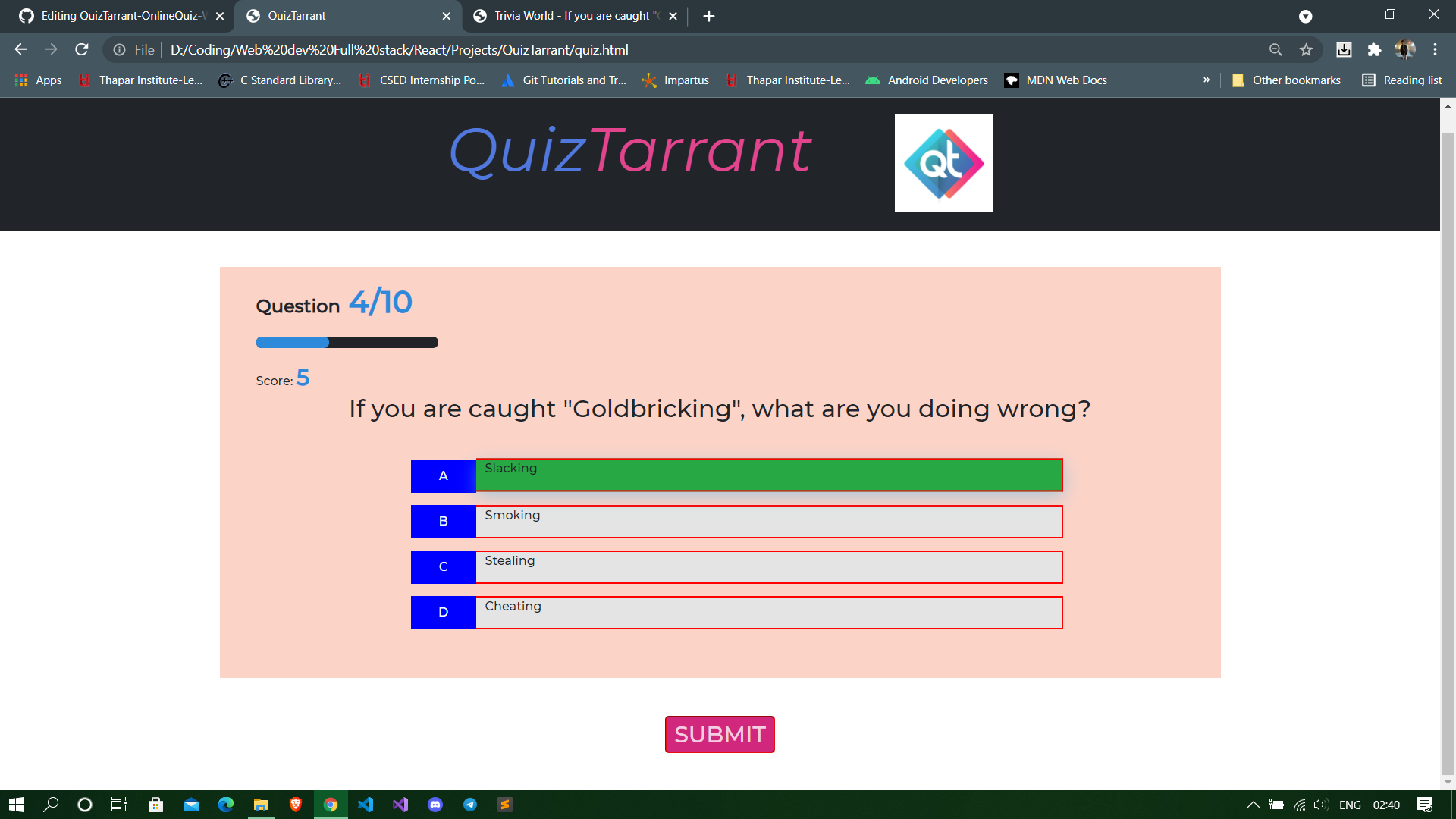 GitHub - nikhil-katiyar/QuizTarrant-OnlineQuiz-WebApp: Quiz Tarrant is ...