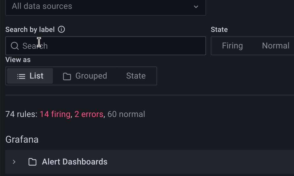Alerting Rule expand button hidden until search term is entered · Issue #56573 · grafana/grafana ...