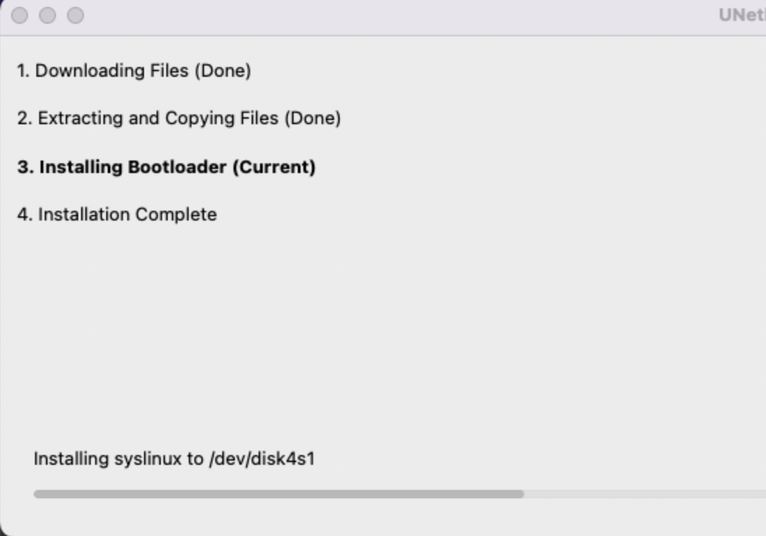 UNetbootin stuck on "Installing Bootloader" · Issue #336 · unetbootin/unetbootin · GitHub