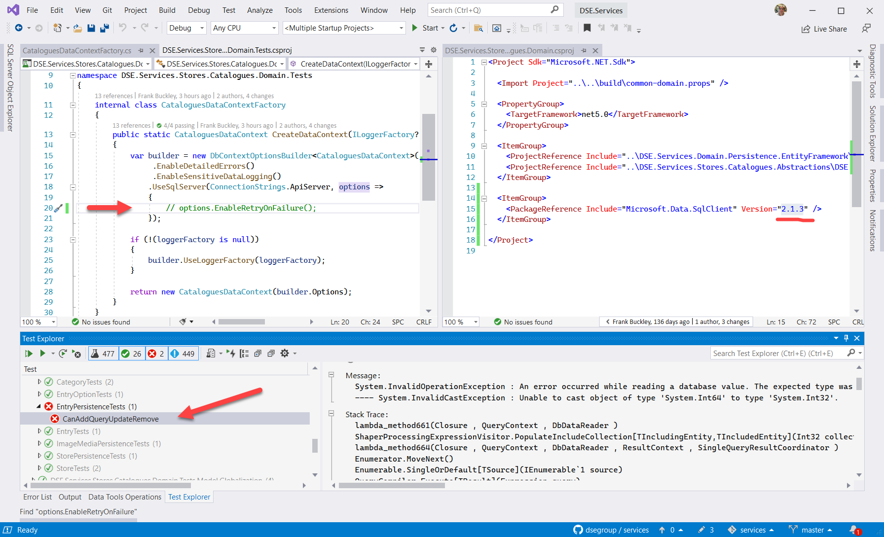 Query fails with InvalidCastException without options.EnableRetryOnFailure() · Issue #25082 ...