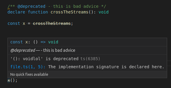 Poor deprecated messages - types should almost never be displayed ...