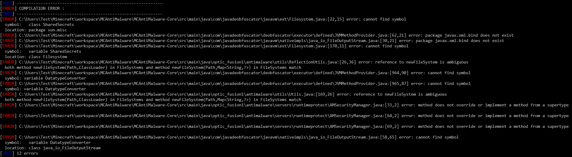 [BUG] does not compile · Issue #416 · OpticFusion1/MCAntiMalware · GitHub
