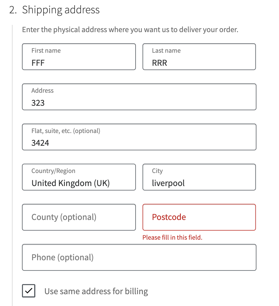 Postal code: option required to not be optional (as per Covid situation ...