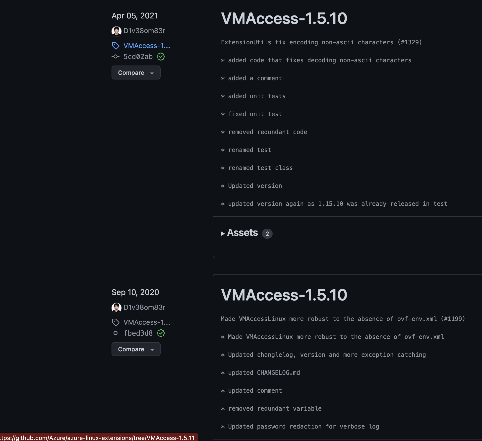 VMAccessForLinux Release version display name doesn't match tag name · Issue #1514 · Azure/azure ...