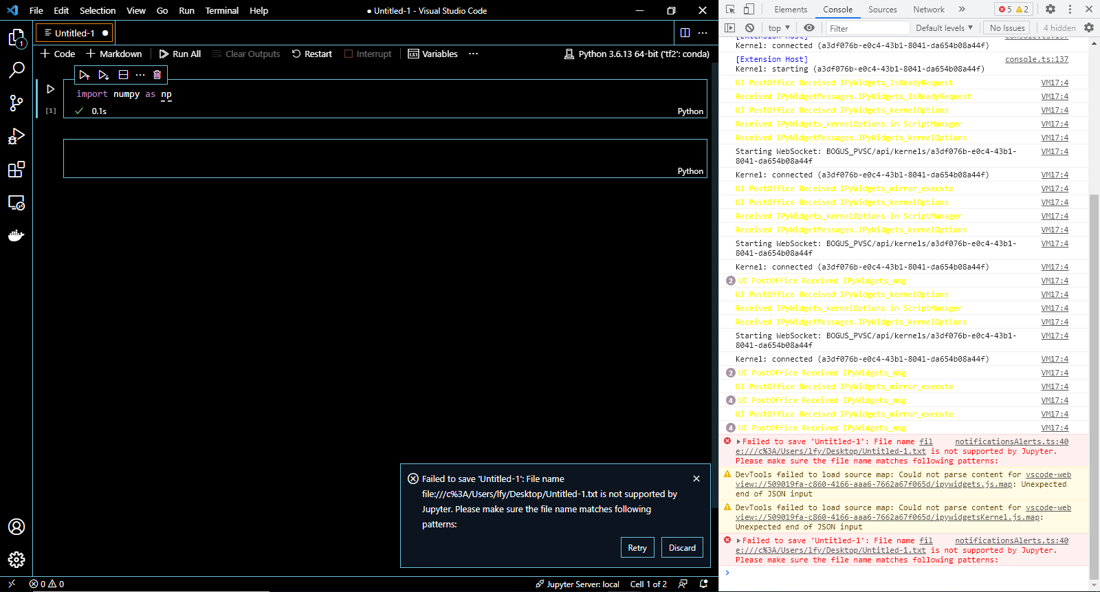 Cannot open/save Jupyter notebook on Linux (chrome-os Debian) · Issue #130585 · microsoft/vscode ...