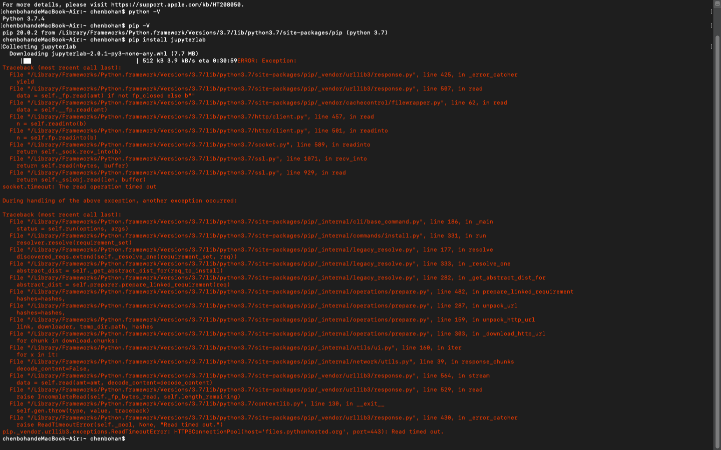 键入命令 “pip install jupyter” 后出现大量红字 · Issue #1205 · neolee/pilot · GitHub
