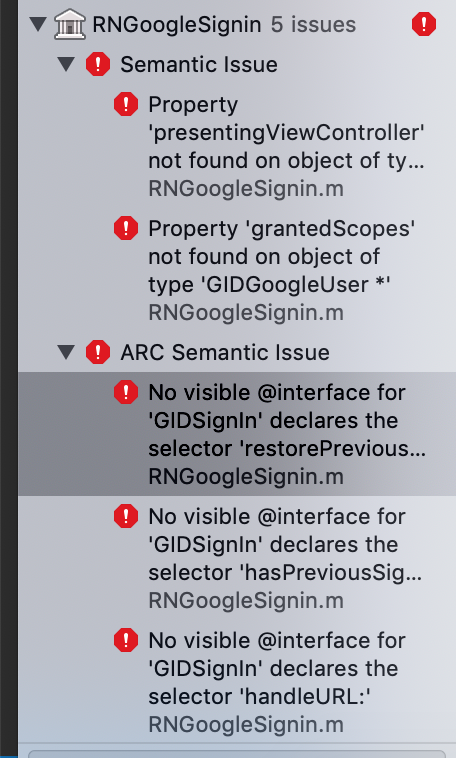 Unable to archive build working fine "react-native": "0.55.1", Using GoogleSignIn (5.0.1 ...