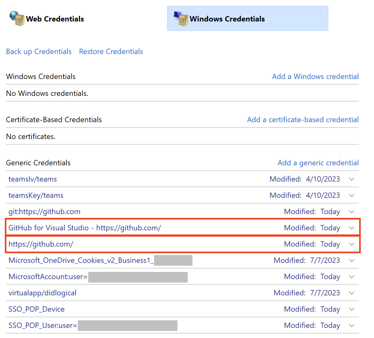 Select An Account Prompt Showing Duplicate Personal Access Token